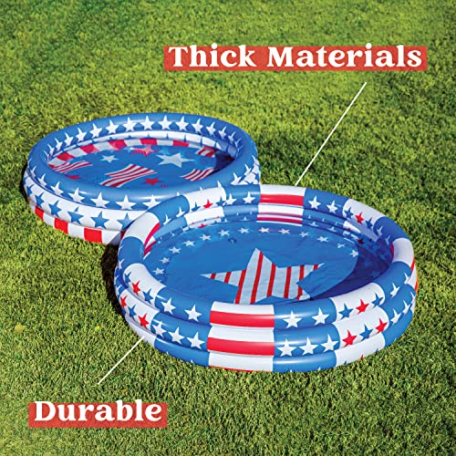 2 Pack 45" X 10" Inflatable Kiddie Pool, Star American Flag Swimming Pool for Kids Toddler Seasonal Merriment, Indoor&Outdoor Water Pool Baby Pool Pit Baby Swimming Pool