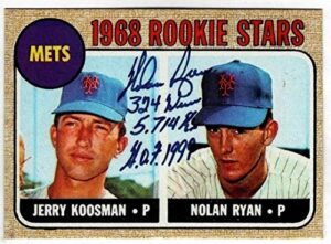 1968 topps #177 nolan ryan rookie card mets hof facsimile autograph auto reprint - baseball card