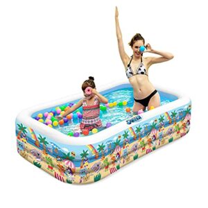 JOYIN Inflatable Kiddie Swimming Pool Full-Size Swim Center Beach Pattern for Seasonal Merriment Outdoor Kids/Family Activity, 120''*72''*22''