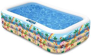 joyin inflatable kiddie swimming pool full-size swim center beach pattern for seasonal merriment outdoor kids/family activity, 120''*72''*22''