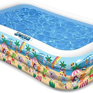 JOYIN Inflatable Kiddie Swimming Pool Full-Size Swim Center Beach Pattern for Seasonal Merriment Outdoor Kids/Family Activity, 120''*72''*22''