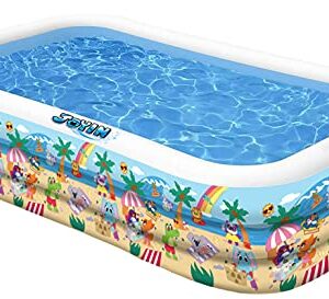 JOYIN Inflatable Kiddie Swimming Pool Full-Size Swim Center Beach Pattern for Seasonal Merriment Outdoor Kids/Family Activity, 120''*72''*22''