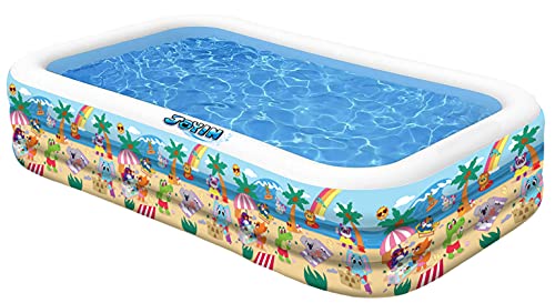 JOYIN Inflatable Kiddie Swimming Pool Full-Size Swim Center Beach Pattern for Seasonal Merriment Outdoor Kids/Family Activity, 120''*72''*22''