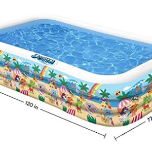 JOYIN Inflatable Kiddie Swimming Pool Full-Size Swim Center Beach Pattern for Seasonal Merriment Outdoor Kids/Family Activity, 120''*72''*22''