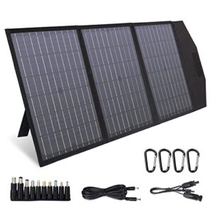 marbero 60w foldable solar panel for portable power station solar generator portable solar panel qc3.0/pd 60w usb port dc output(10 changeable adapters) for home, camping, travel, rv trip