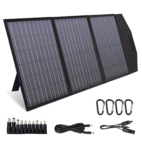 MARBERO 60W Foldable Solar Panel for Portable Power Station Solar Generator Portable Solar Panel QC3.0/PD 60W USB Port DC Output(10 Changeable Adapters) for Home, Camping, Travel, RV Trip