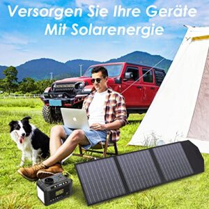 MARBERO 60W Foldable Solar Panel for Portable Power Station Solar Generator Portable Solar Panel QC3.0/PD 60W USB Port DC Output(10 Changeable Adapters) for Home, Camping, Travel, RV Trip