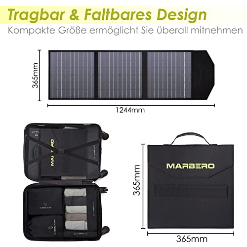 MARBERO 60W Foldable Solar Panel for Portable Power Station Solar Generator Portable Solar Panel QC3.0/PD 60W USB Port DC Output(10 Changeable Adapters) for Home, Camping, Travel, RV Trip