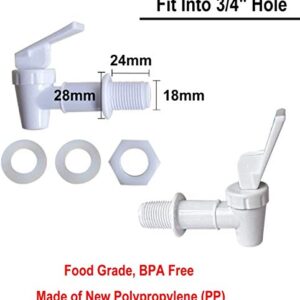 6 Pieces Replacement Cooler Faucet White Water Dispenser Tap Set，BPA Free Plastic Spigot By VitaLifePower