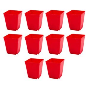 qiguch66 small plant pots,10pcs bonsai planter nursery flower pot garden square home plastic decor supply - red