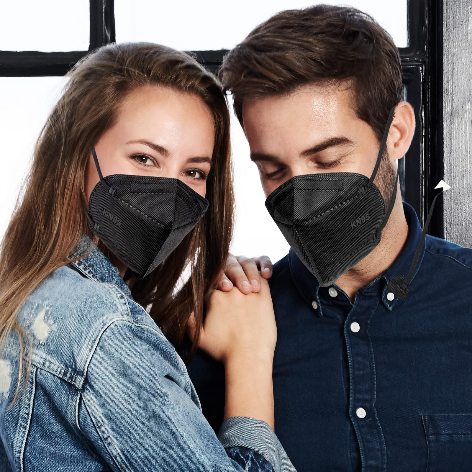 OKIAAS 25 Pack KN95 Face Mask, 5-Layer masks disposable kn95 Black,Face Protection Against PM2.5, Dust, Pollen and Haze, for Women, Men