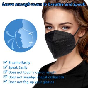 OKIAAS 25 Pack KN95 Face Mask, 5-Layer masks disposable kn95 Black,Face Protection Against PM2.5, Dust, Pollen and Haze, for Women, Men