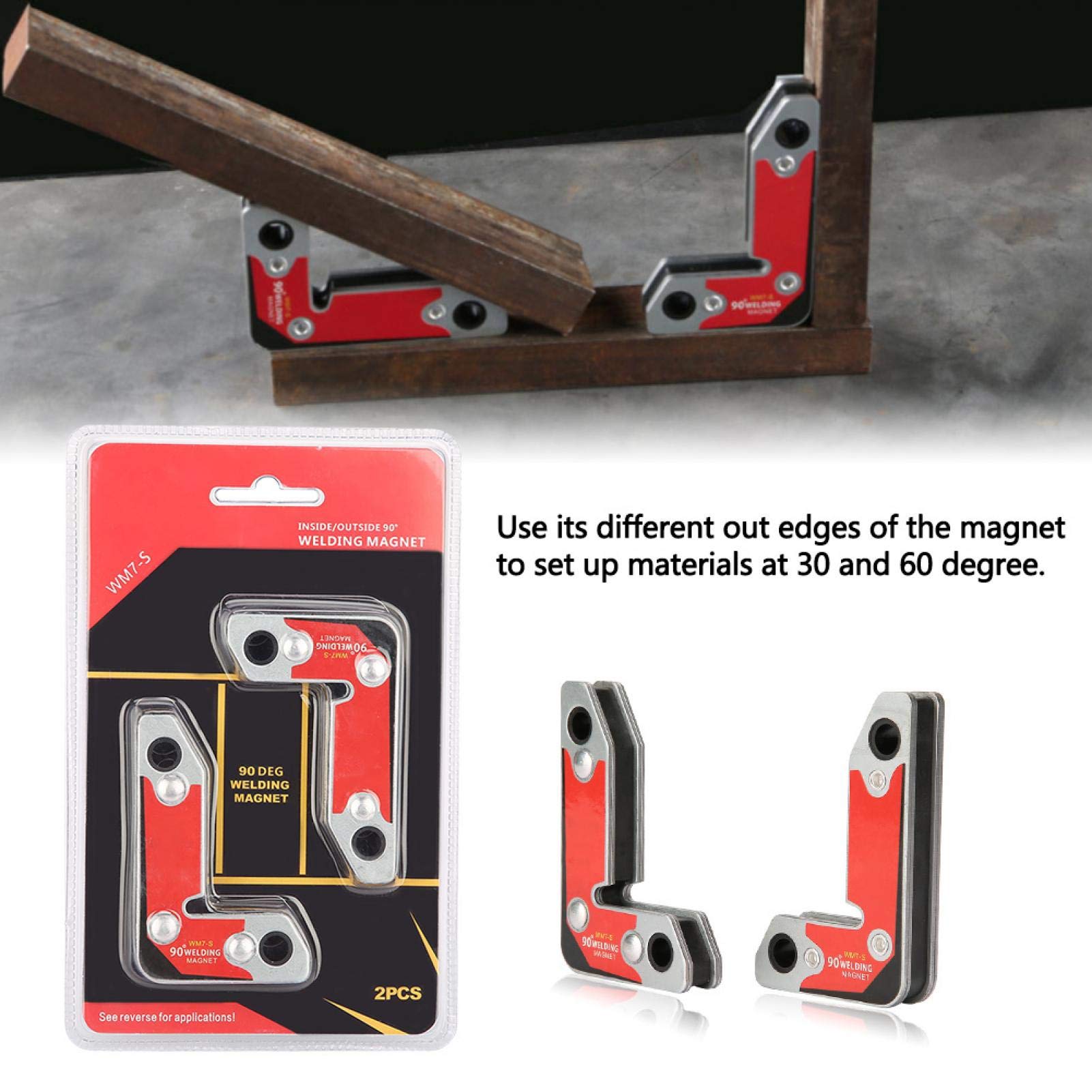 Magnetic Welding Holders,2pcs 30/60/90 Degree Inside/Outside Magnet Welding Clamp Magnetic Holder Fixer Welder Tool