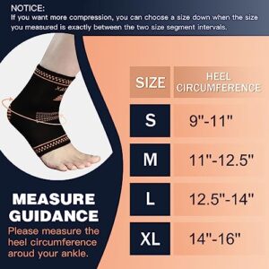 INDEEMAX Copper Ankle Brace for Women Men, Left and Right Foot Compression Support Sleeve Ankle Wrap Socks for Plantar Fasciitis, Sprained, Football, Running