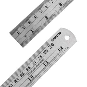 12 Inch Stainless Steel Ruler Metal Ruler Kit with Conversion Table Metric Straight Edge Linear Measurement Ruler 30CM