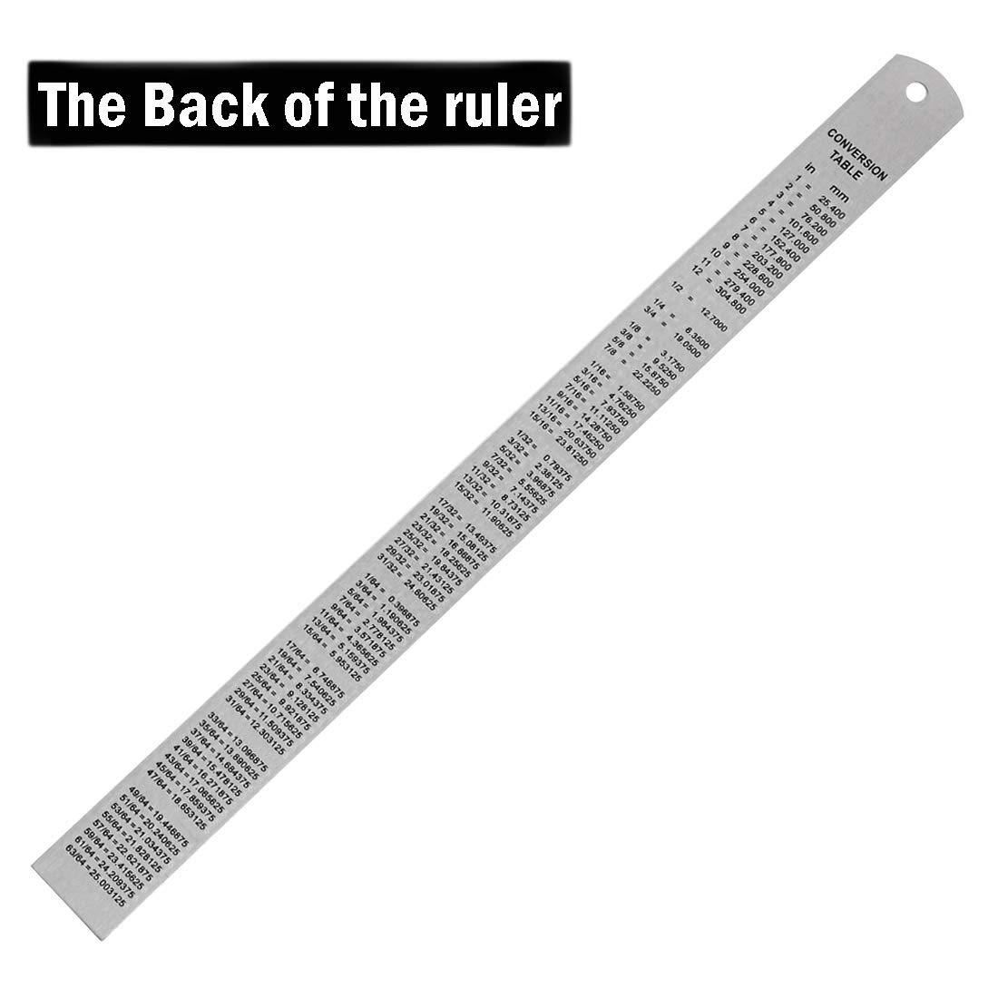 12 Inch Stainless Steel Ruler Metal Ruler Kit with Conversion Table Metric Straight Edge Linear Measurement Ruler 30CM