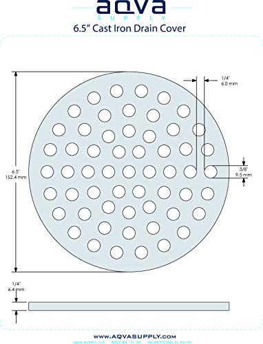 Aqva Cast Iron 6.5" Drain Cover - Round Replacement Floor Drain Strainer 6.5"