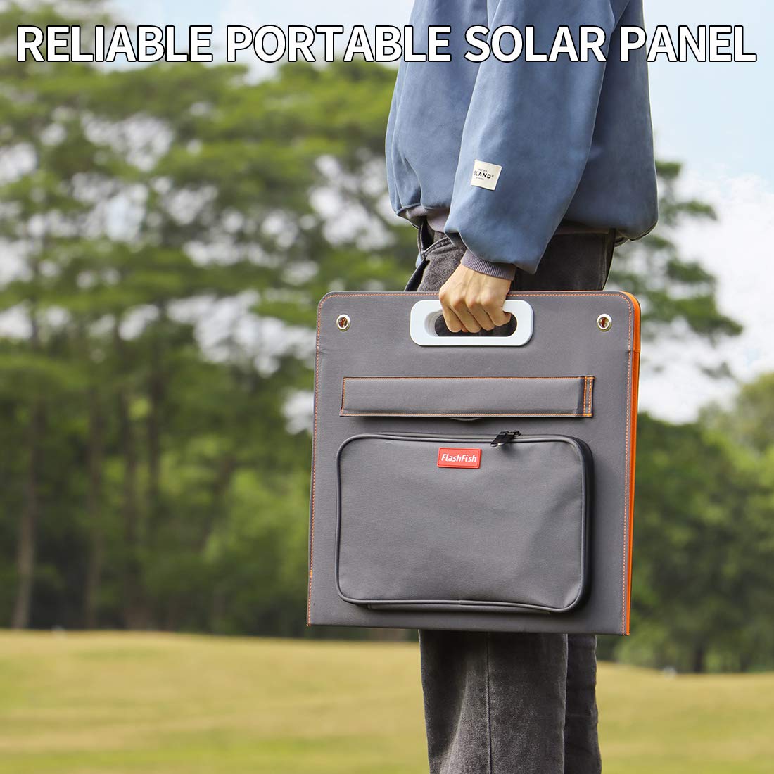 Flashfish 18V/60W Foldable Solar Panel, Portable Solar Charger with DC Output for Flashfish 151Wh/166Wh/222Wh(Sold Separately), USB-C/QC3.0 for Phones, Tablets On Camping Van RV Road Trip