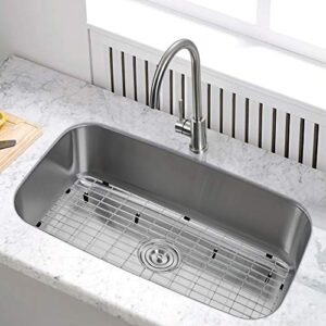 MONSINTA Kitchen Sink Grate and Sink Protectors for Kitchen Sink, Kitchen Sink Bottom Grid, 27 3/8" x 15 3/8" Sink Grid, Sink Protector with Center Hole for Single Sink Bowl