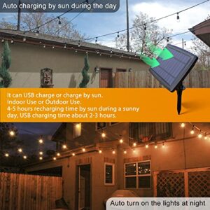 FMIX Outdoor Solar String Lights Outdoor Waterproof, 48FT S14 10hrs Solar Outdoor String Lights Solar Powered String Lights Outdoor,5V Solar Patio String Lights, Solar led String Lights