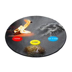 Round Ember Mat for Under Grill Fire Pit, Fire Pits Mat for Deck, Flame Retardant Heat Resistant BBQ Gas Grill Air Fryer Protective Mat for Patio Lawn Ground Outdoor Campsite Firepfoof Pad Black (36")