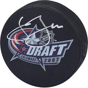 jamie benn dallas stars autographed 2007 nhl draft logo hockey puck - autographed nhl pucks