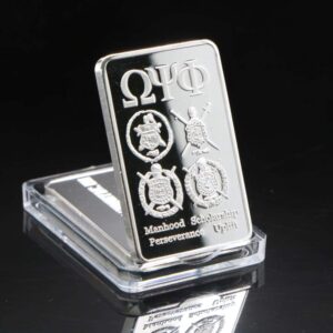 1911 manhood scholarship perseverance uplift omega psi phi fraternity inc .999 fine silver plated bar collection