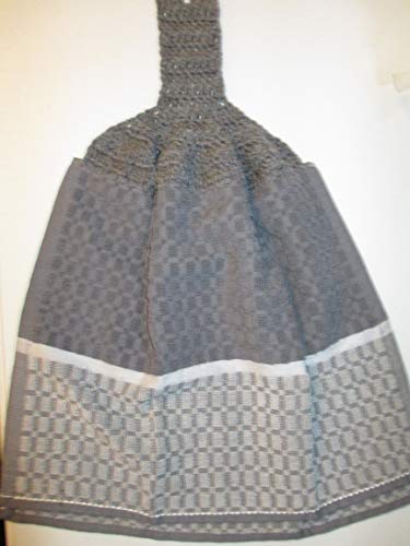 Crocheted FULL Towel Shades of Grey Kitchen Towel with Grey Heather Yarn