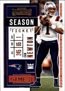 2020 contenders nfl season ticket #41 cam newton new england patriots official football trading card by panini america (stock photo used, card is straight out of pack and box, sharp corners, centering varies)