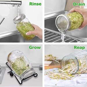 Seed Sprouting Jar Broccoli Sprouts Growing Kit with Screen Lids Wide Mouth Mason Jars for Growing Broccoli, Alfalfa, Mung Bean, Seed Germination Kit Indoor Sprouter Set, 2 Pack