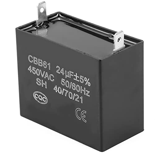 Generator Capacitor, CBB61 Starting Capacitor Generator 450V AC 24uF 50/60Hz for 400/350/300/250VAC UL Suitable for Brushless Gas & Generators