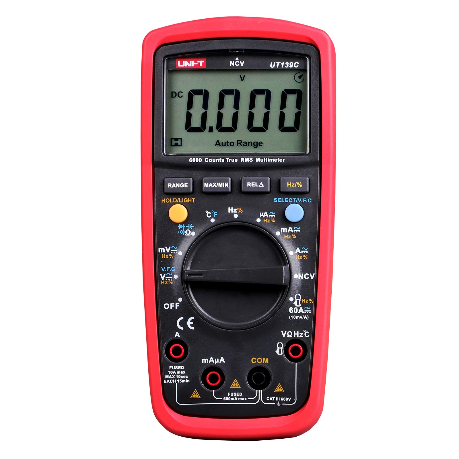 UNI-T Digital Multimeter Tester UT139C, Voltage Meter Tester Capacitance Meter Frequency TRMS 6000 Counts Auto/Manual Ranging