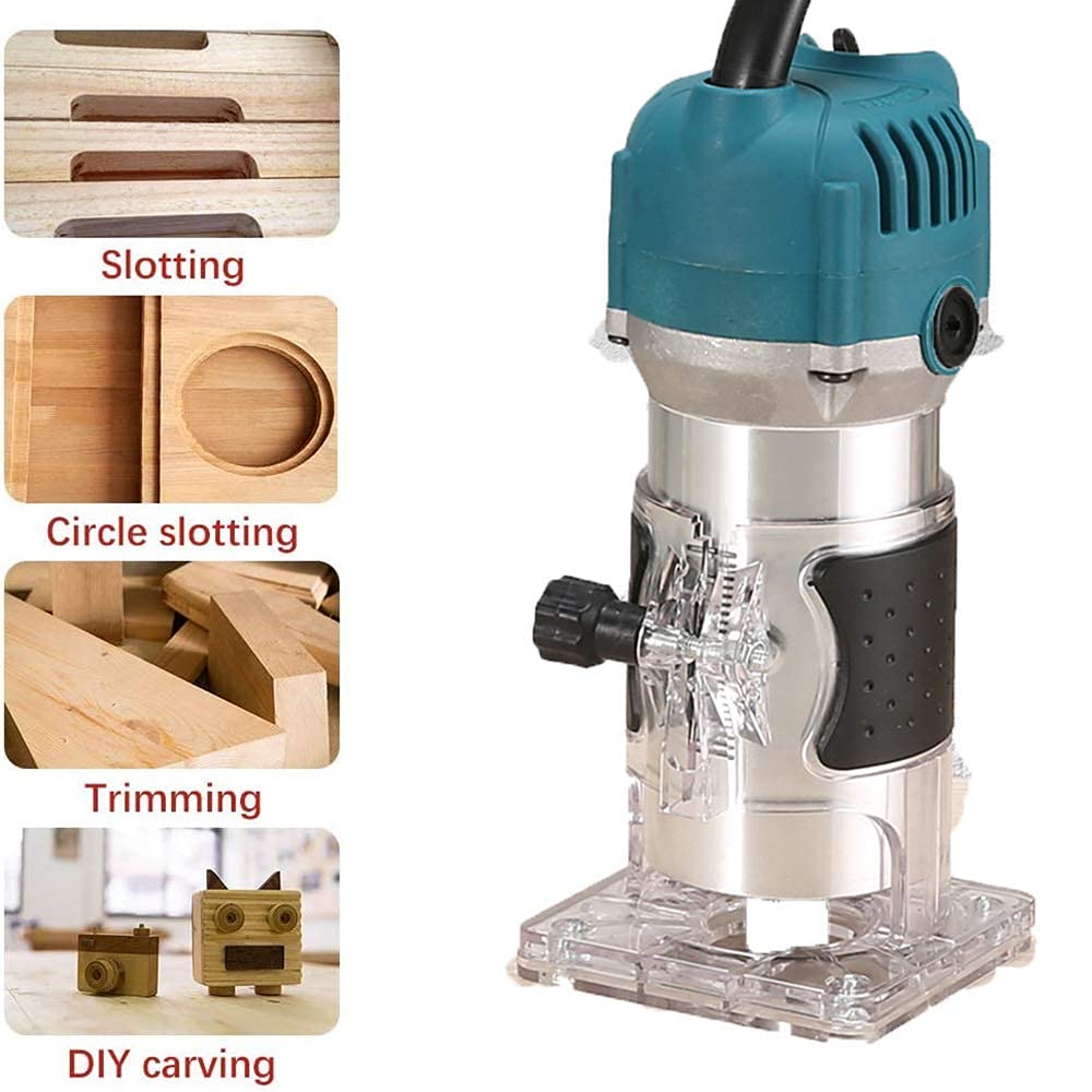 AKYPACH Wood Router,Router Tool Wood Trimmer Router Electric Hand Trimmer Laminate Milling Engraving Hand Machine Joiner Tool Electric for Slotting Trimming Carving 110V 800W 30000R/MIN