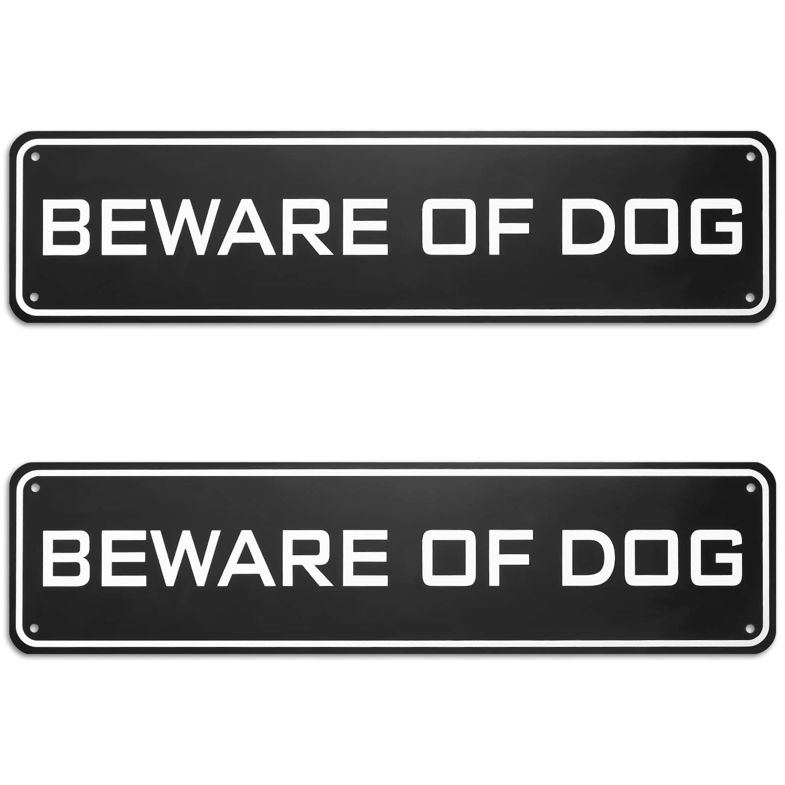 Ripeng Beware of Dog Sign for Fence Aluminum Rust Free Beware of Dog Sign Weatherproof Metal Warning Caution Dog Sign for Yard Gate Door Garden Outdoor, 3 x 12 Inch (2 Pieces)