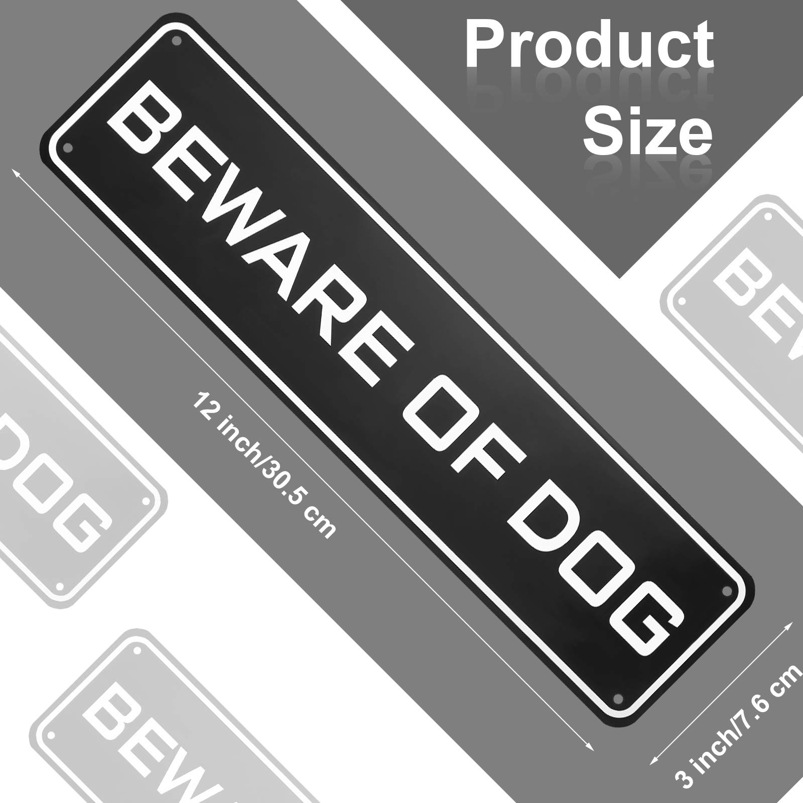 Ripeng Beware of Dog Sign for Fence Aluminum Rust Free Beware of Dog Sign Weatherproof Metal Warning Caution Dog Sign for Yard Gate Door Garden Outdoor, 3 x 12 Inch (2 Pieces)