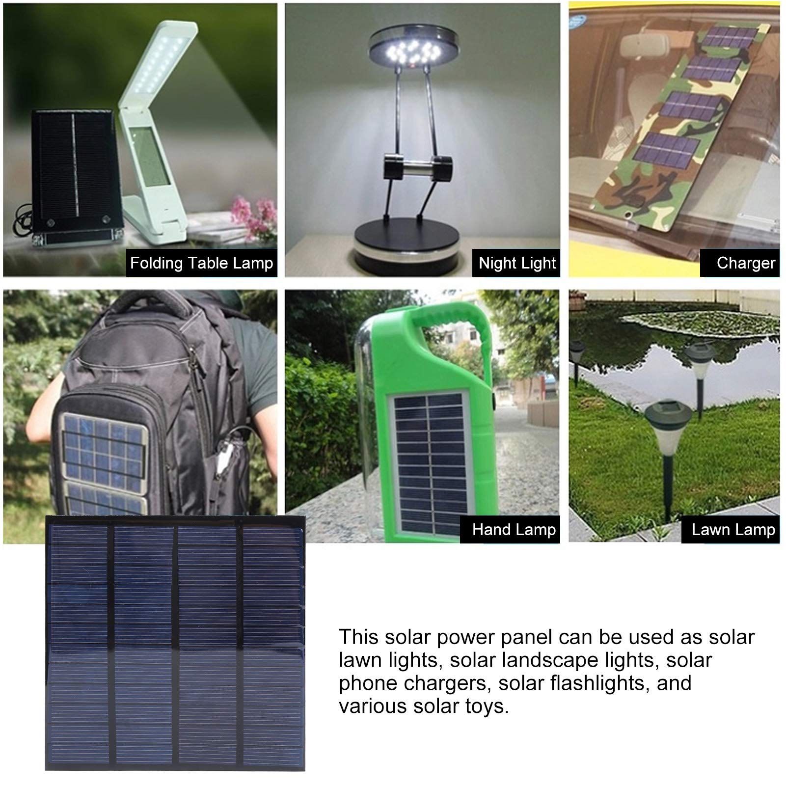 Velaurs Solar Panel Charger, Polysilicon Solar Panel, 2Pcs Snowproof DC 12V Solar Flashlights for Solar Landscape Lights Solar Phone Chargers