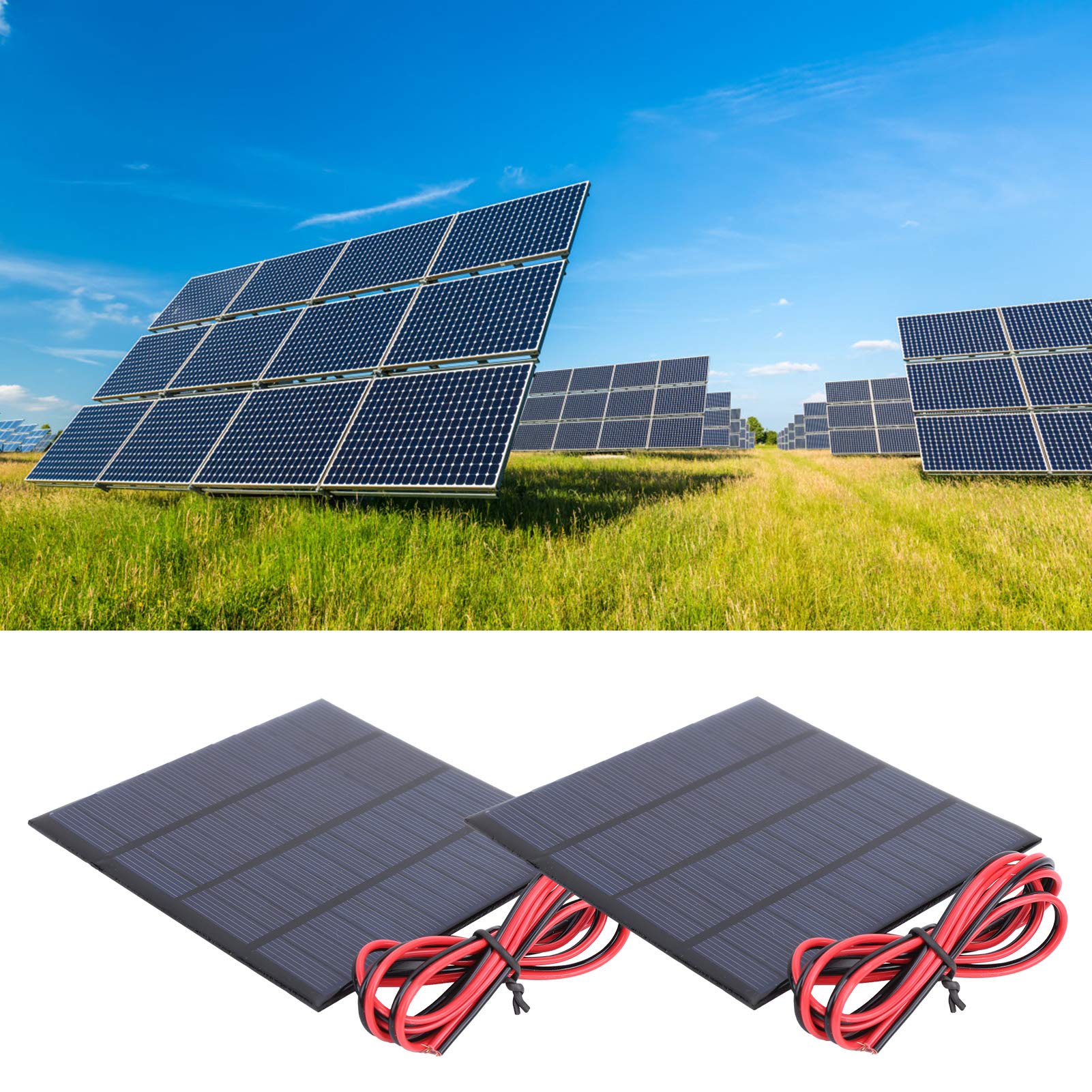 Velaurs Solar Panel Charger, Polysilicon Solar Panel, 2Pcs Snowproof DC 12V Solar Flashlights for Solar Landscape Lights Solar Phone Chargers