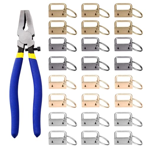 SETROVIC Key Fob Hardware Keychain Hardware Set Includes 1" 4 Color Keychain Hardware with key Rings 24 pcs and Key Fob Glass Running Pliers