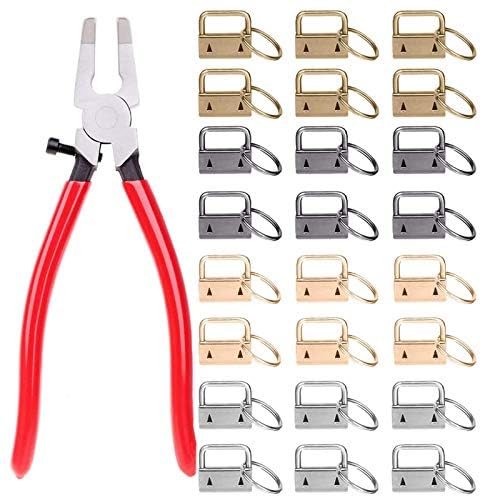 SETROVIC Key Fob Hardware Keychain Hardware Set Includes 1" 4 Color Keychain Hardware with key Rings 24 pcs and Key Fob Glass Running Pliers