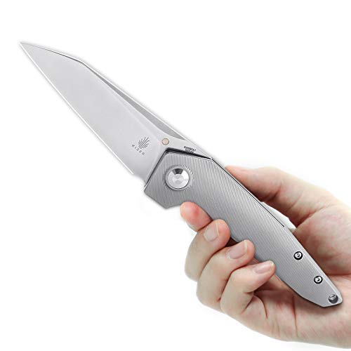 Kizer VK1-FL Pocket Knife, 3.35 Inch S35VN Steel Blade with Titanium Handle, Hidden Flipper, Hunting Camping Outdoor Knife -Ki4565A1