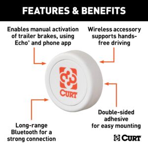 CURT 51189 Manual Override Bluetooth Button for Echo Mobile Trailer Brake Controller, Powered by Flic, White