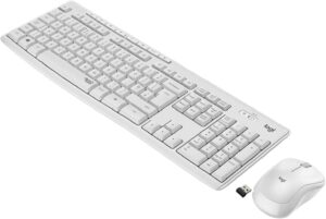 logitech mk295 wireless mouse & keyboard combo with silenttouch technology, full numpad, advanced optical tracking, lag-free wireless, 90% less noise - off white (renewed)