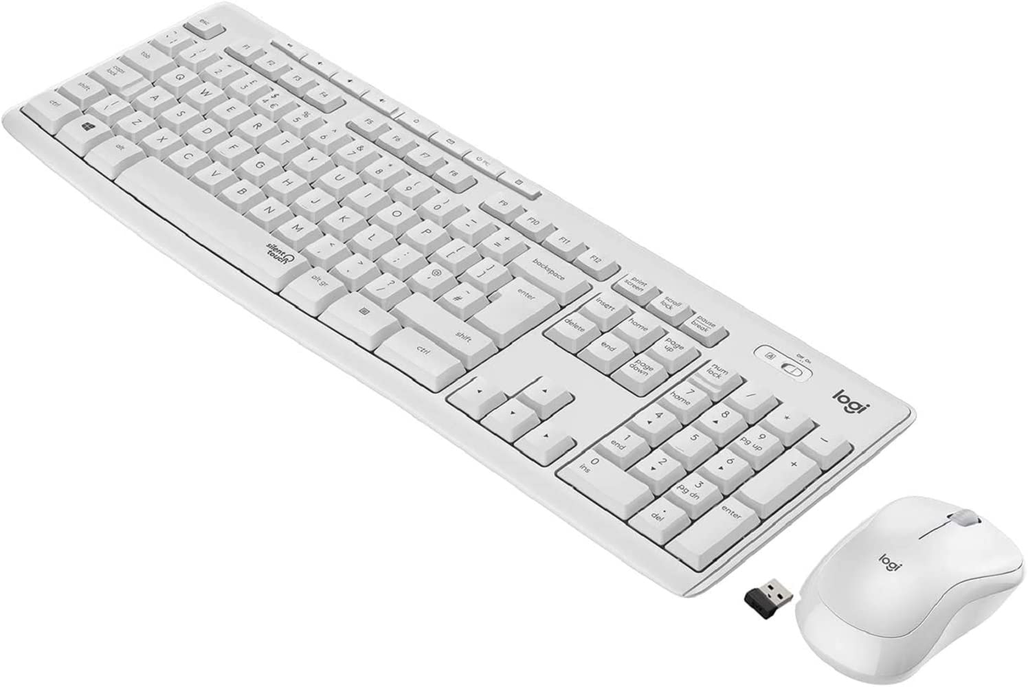 Logitech MK295 Wireless Mouse & Keyboard Combo with SilentTouch Technology, Full Numpad, Advanced Optical Tracking, Lag-Free Wireless, 90% Less Noise - Off White (Renewed)