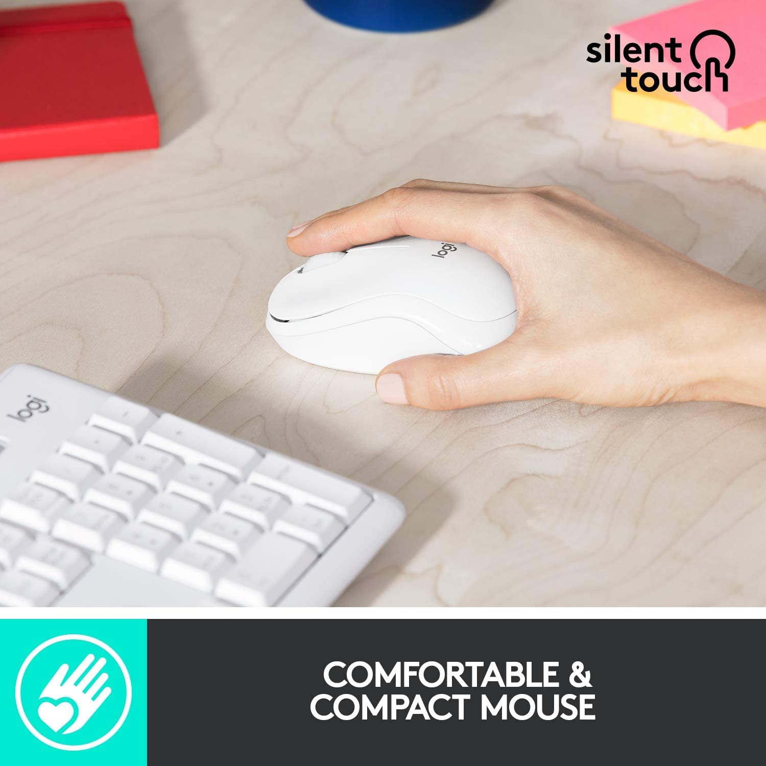 Logitech MK295 Wireless Mouse & Keyboard Combo with SilentTouch Technology, Full Numpad, Advanced Optical Tracking, Lag-Free Wireless, 90% Less Noise - Off White (Renewed)