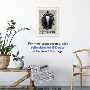 The Raven - Creepy Skull Wall Decor - Gothic Home Decor - Scary Wall Art - Goth Room Decor - Edgar Allan Poe Pagan Gifts - Medieval Decor - Nevermore