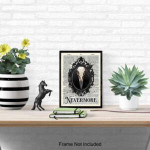 The Raven - Creepy Skull Wall Decor - Gothic Home Decor - Scary Wall Art - Goth Room Decor - Edgar Allan Poe Pagan Gifts - Medieval Decor - Nevermore