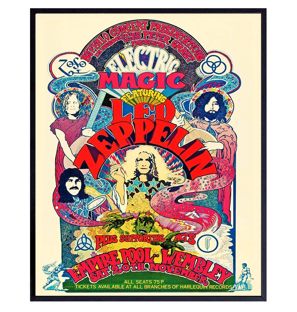 Led Zeppelin Poster - 8x10 Psychedelic Room Decor - Led Zeppelin Gifts - Concert Posters - The song Remains the Same - Pshycadellic Hippie Room Decor for Men, Women, Teens - Dorm Room Decor