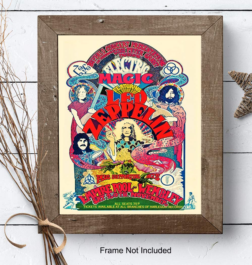 Led Zeppelin Poster - 8x10 Psychedelic Room Decor - Led Zeppelin Gifts - Concert Posters - The song Remains the Same - Pshycadellic Hippie Room Decor for Men, Women, Teens - Dorm Room Decor