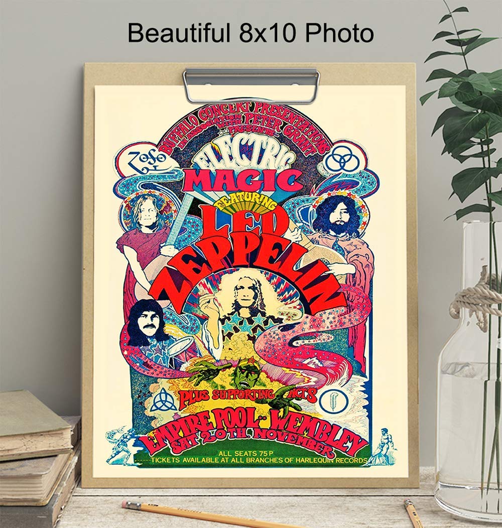 Led Zeppelin Poster - 8x10 Psychedelic Room Decor - Led Zeppelin Gifts - Concert Posters - The song Remains the Same - Pshycadellic Hippie Room Decor for Men, Women, Teens - Dorm Room Decor