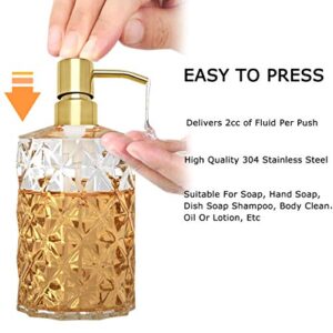 Gold Soap Dispenser Pump Replacement - 304 Stainless Steel Hand Liquid Soap and Lotion Dispenser Pumps Replacement for Regular Mouth Bottles, Standard 28/400 Neck Size,2 Pack